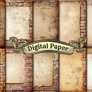 Vintage Brick Textures Digital Paper Pack, Seamless Rustic Brick Wall ...