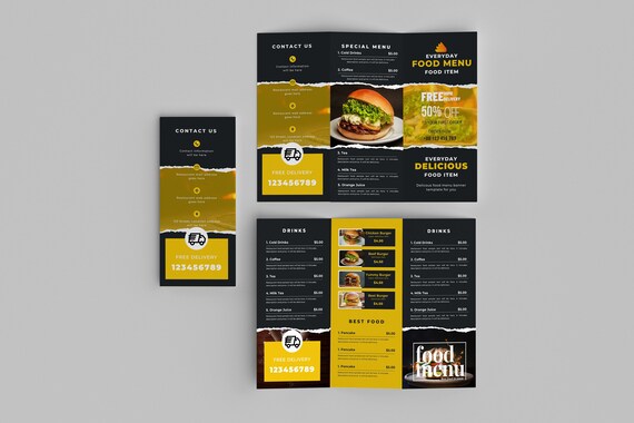 Printable Restaurant Menu Template Food Menu Templates | Etsy