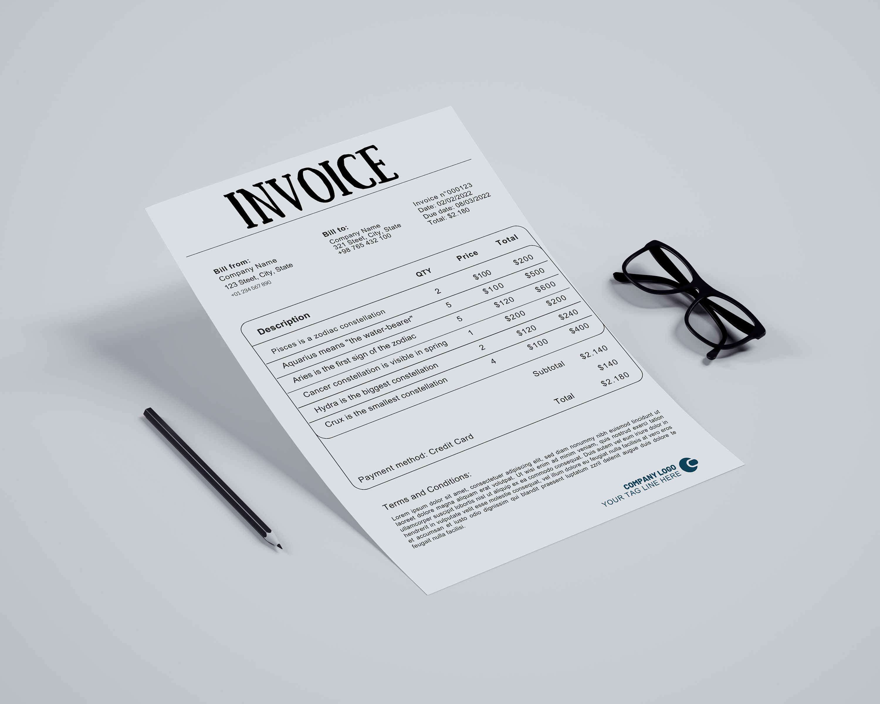 Editable Invoice Template - CANVA, Modern Invoice Form Customizable ...