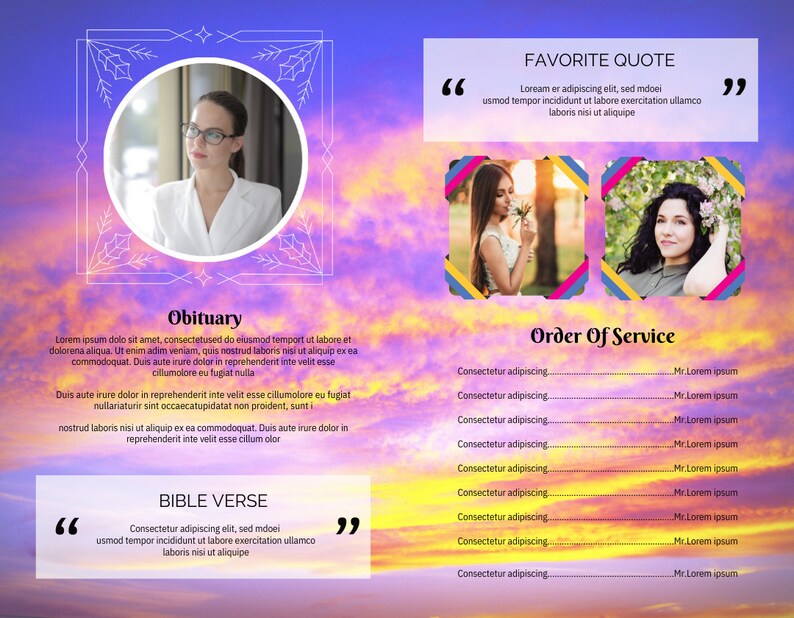 Editable Funeral Program Template, Celebration of Life, Printable ...