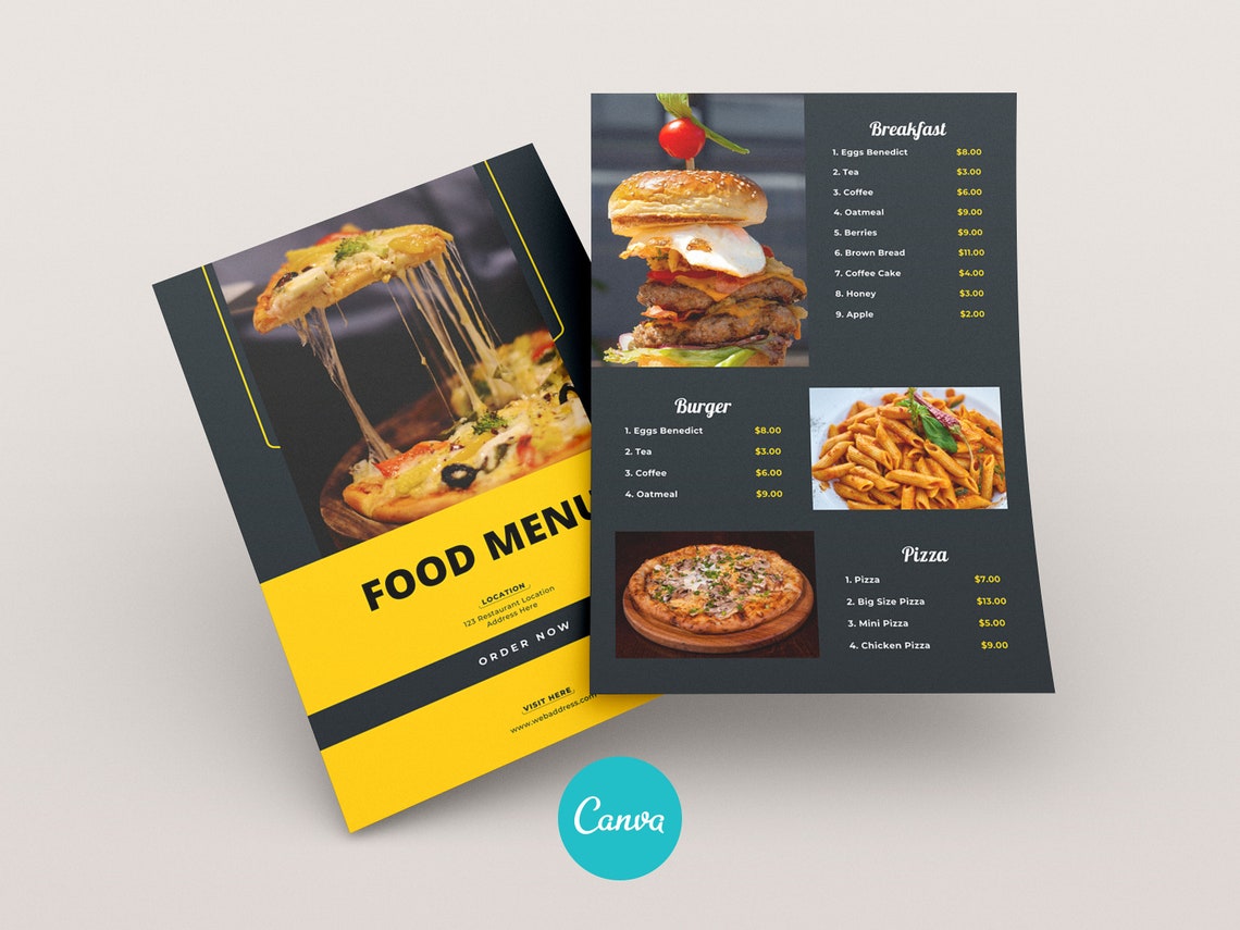 Fast Food Restaurant Menu Template Food Menu Template Canva - Etsy
