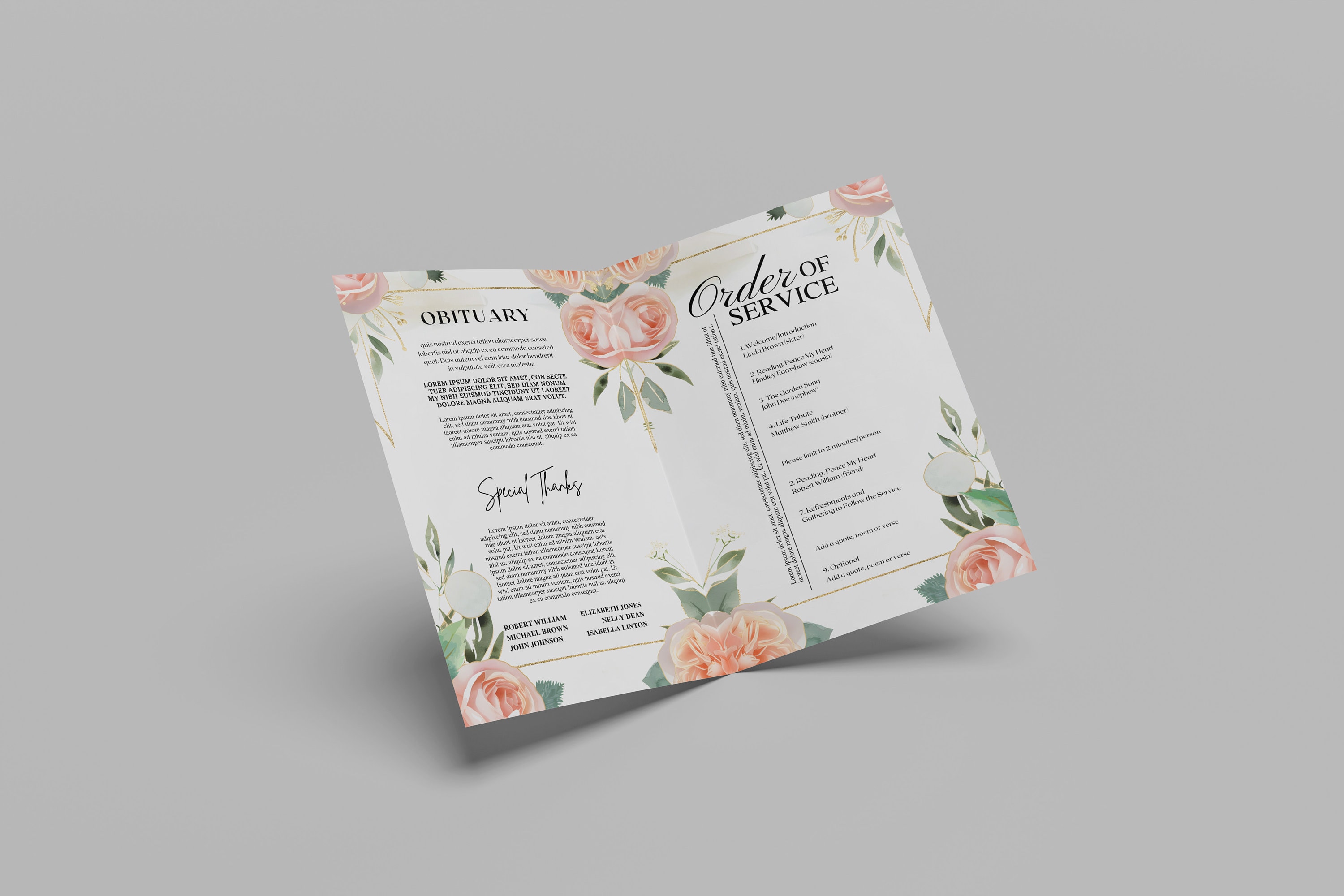 Editable Funeral Program Template, Canva Funeral Template Printable, Bi ...