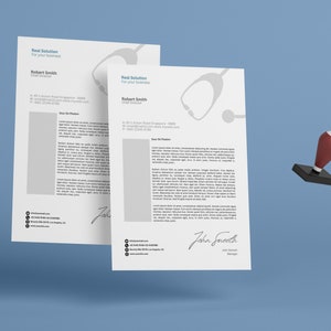 Minimalist Doctor Letterhead Template, Editable Printable Professional ...