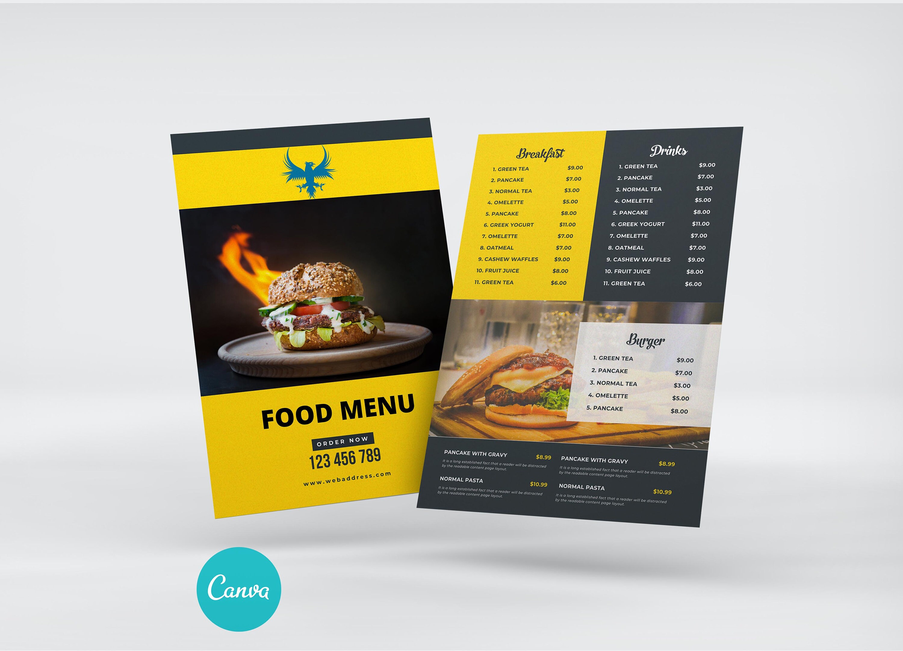 Beautiful Food Menu Design Template, , Food Menu Template Canva, Food ...