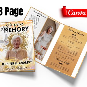 8 Page Funeral Program Canva Template, Funeral Template Printable ...