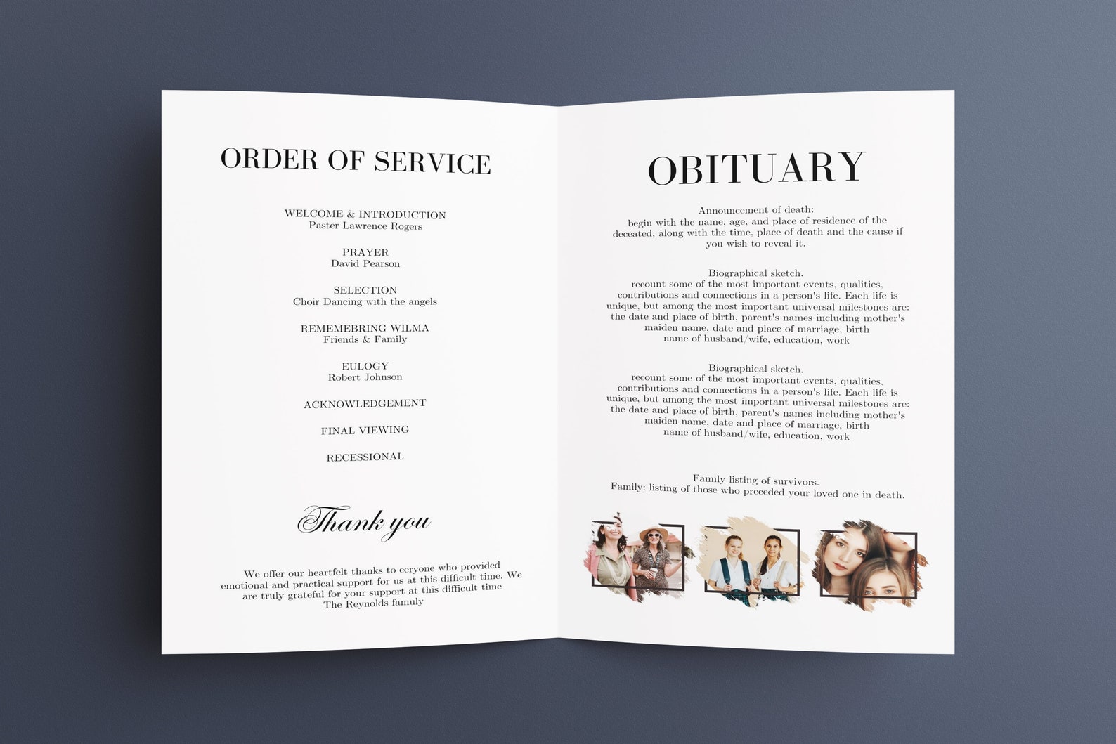 Heart Photo Collage Funeral Program Template, 4 Page Funeral Program ...