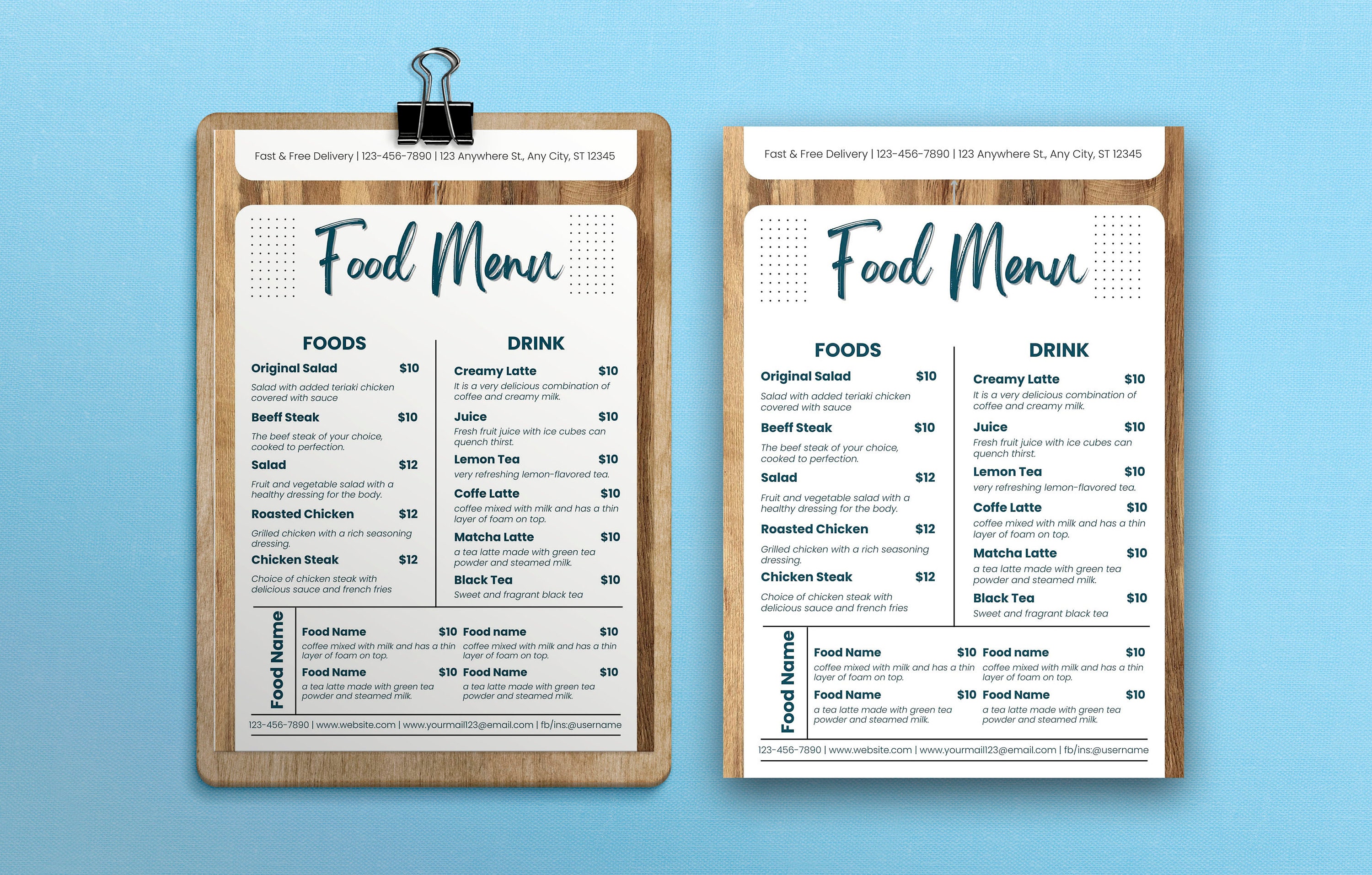 Restaurant Food Menu, Editable DIY Template Price,minimalist Restaurant ...