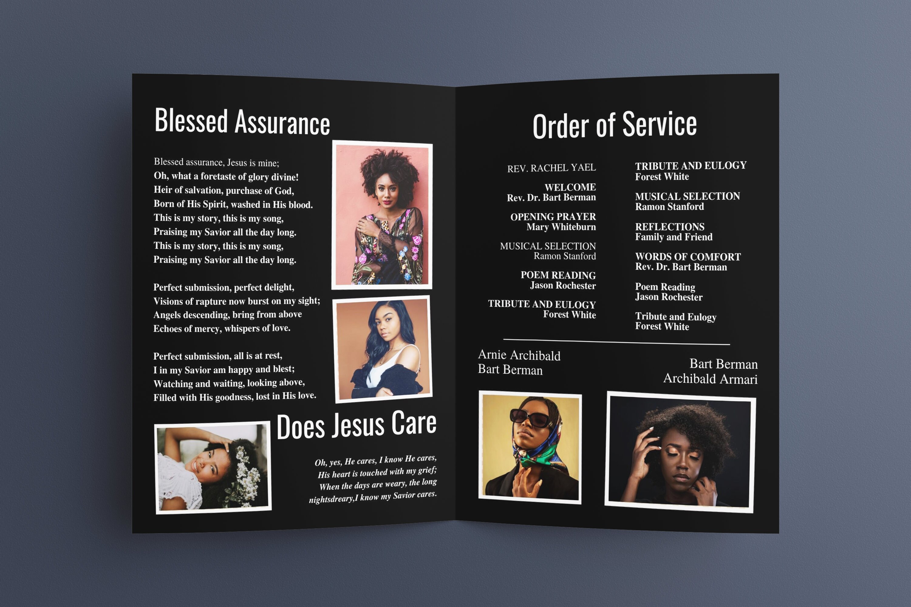 8 Page Funeral Program Template Black Funeral Memorial - Etsy