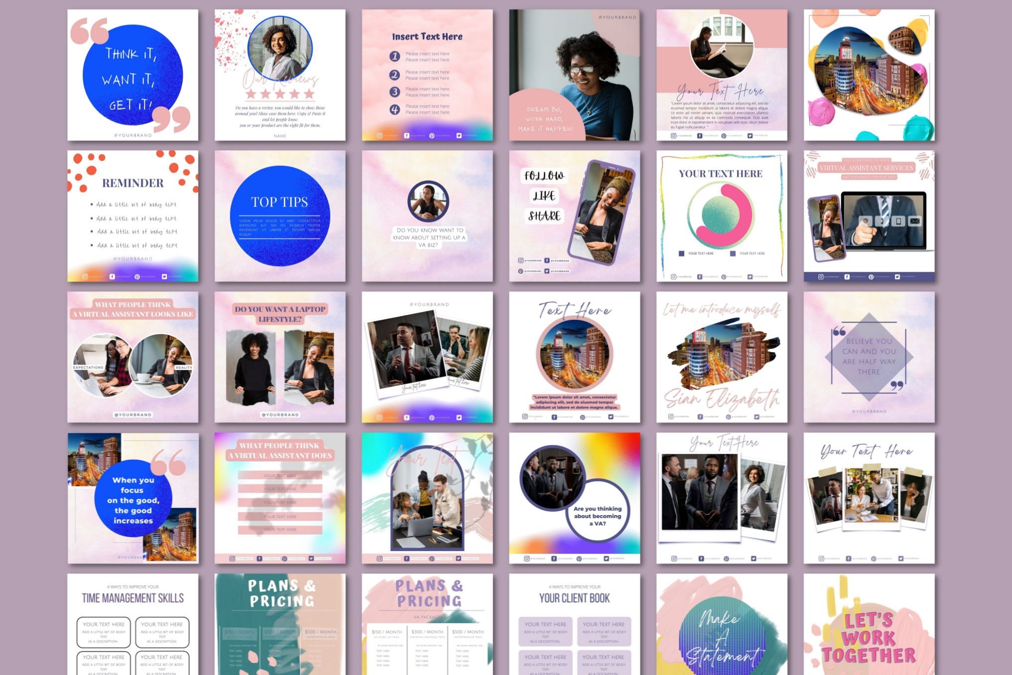 Virtual Assistant Instagram Template, Social Media Templates, V A ...