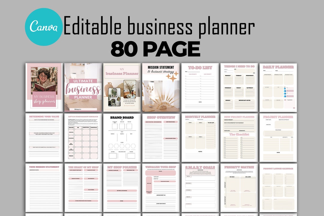 Editable Small Business Planner Templates in Canva | Small Business ...