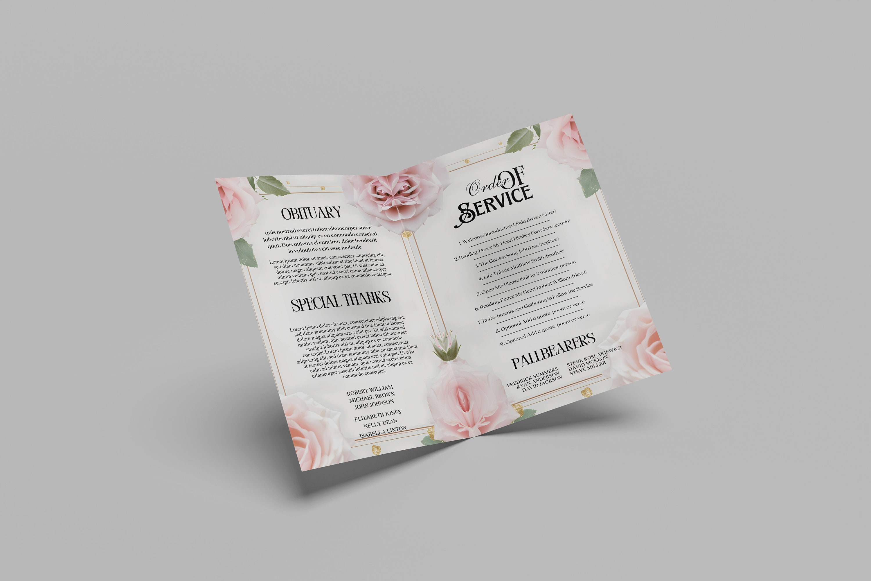 Editable Funeral Program Template, Memorial Service Template - Etsy