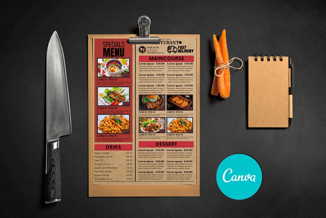 Vintage Menu,table Menu Cards,simple Menu Template,restaurant Menu ...