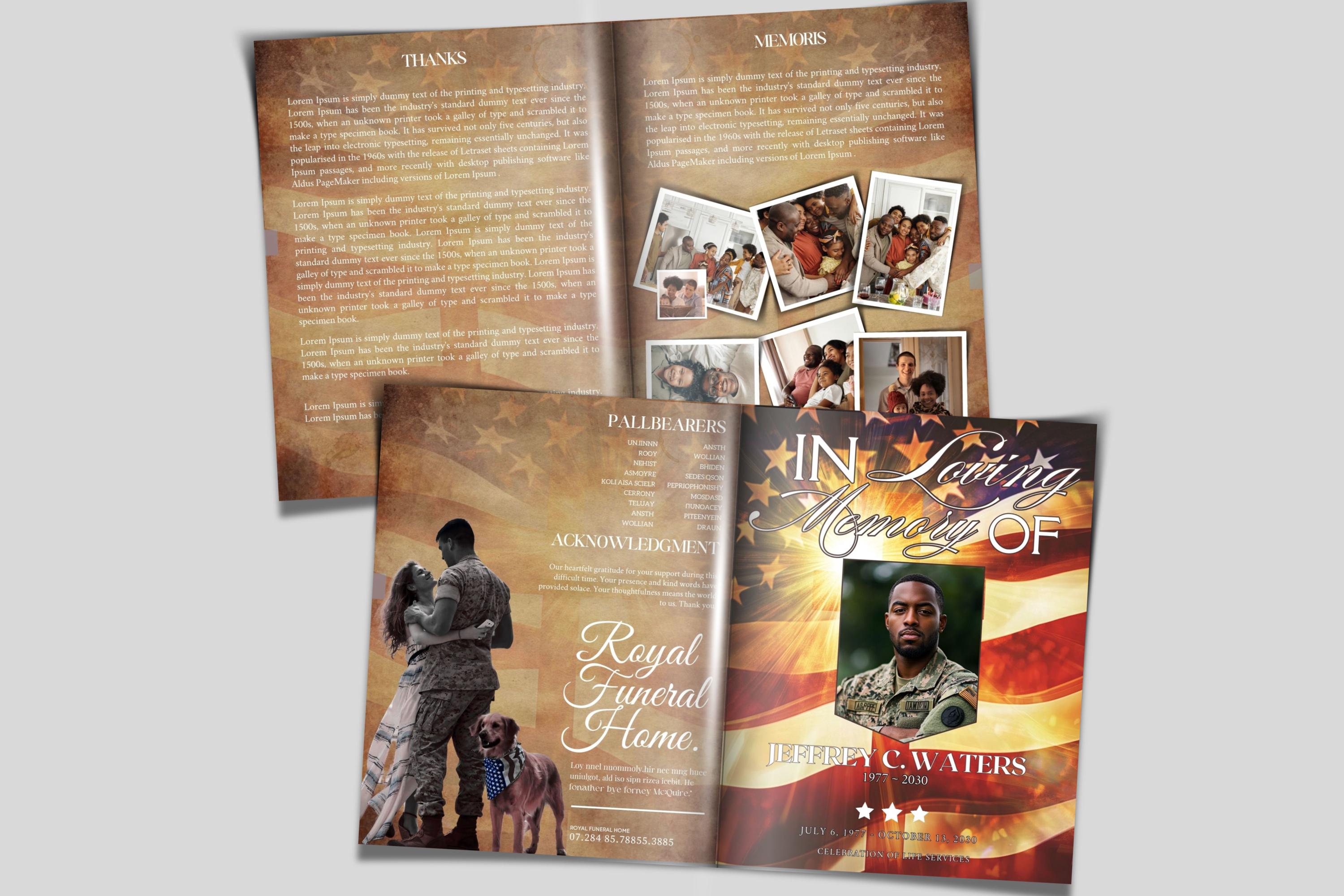 Army Funeral Program Canva Template, Celebration of Life, Memorial ...
