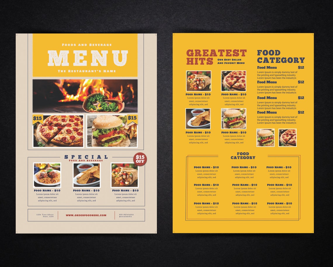 Complete Psd Food Menu Template for Restaurant,a4 Size Menu Template - Etsy