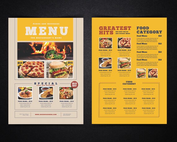 Complete Psd Food Menu Template for Restauranta4 Size Menu - Etsy