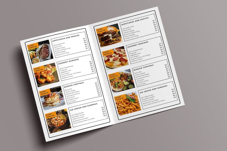 DIY Food Menu Bi-fold Brochure Template Canva, Restaurant Menu ...