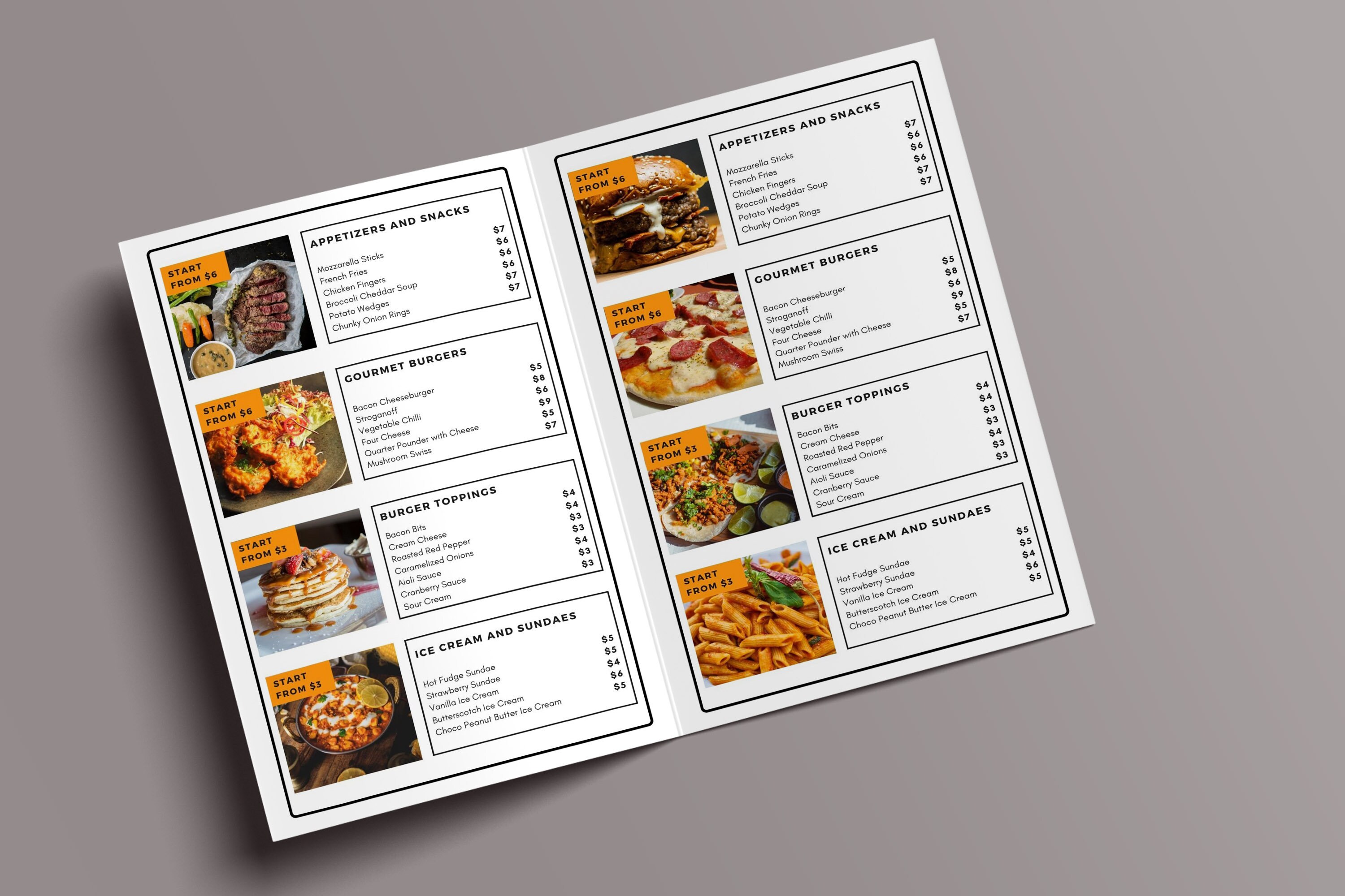 DIY Food Menu Bi-fold Brochure Template Canva, Restaurant Menu ...