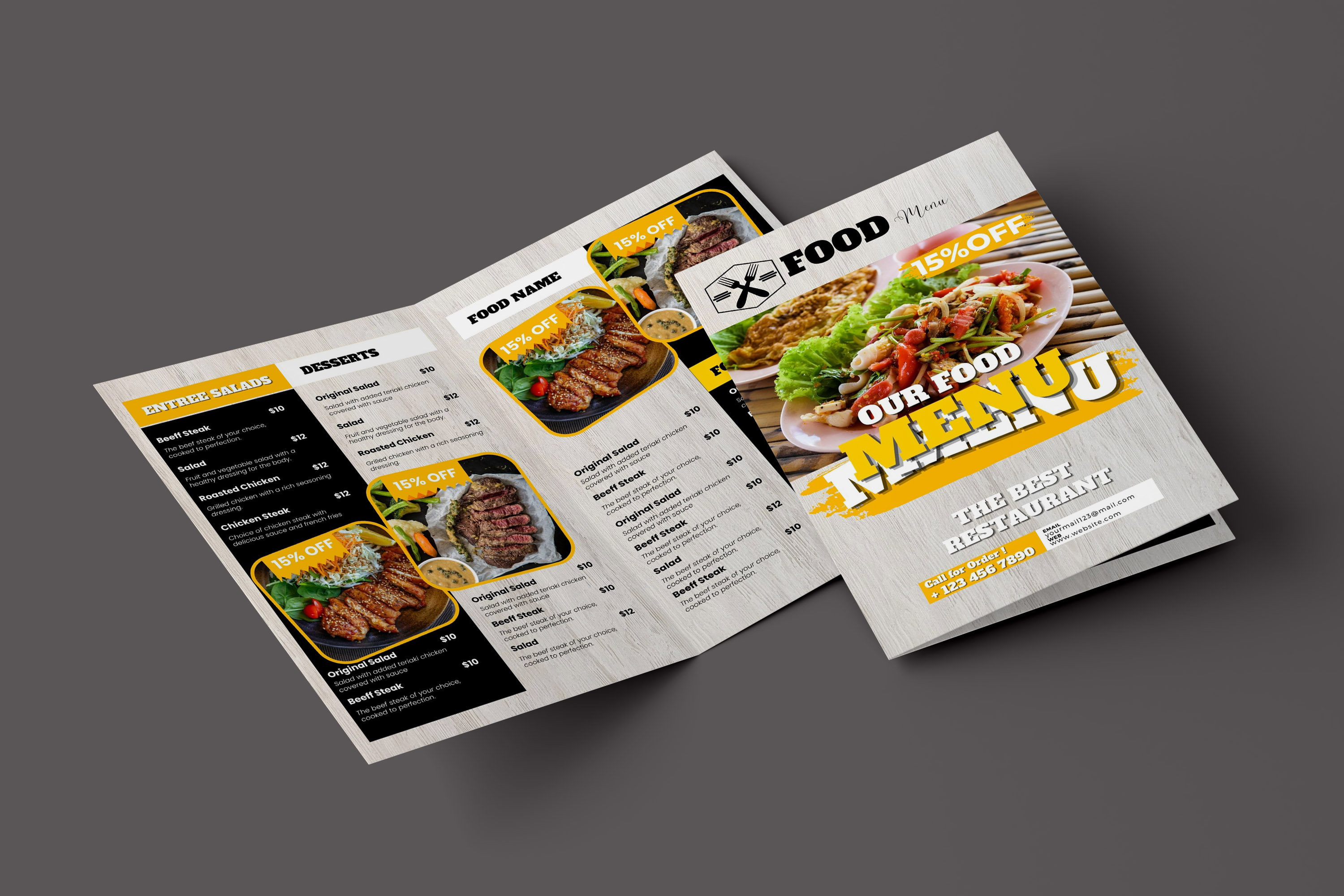 Bifold Food Menu Brochure Template, Editable Template Price List ...