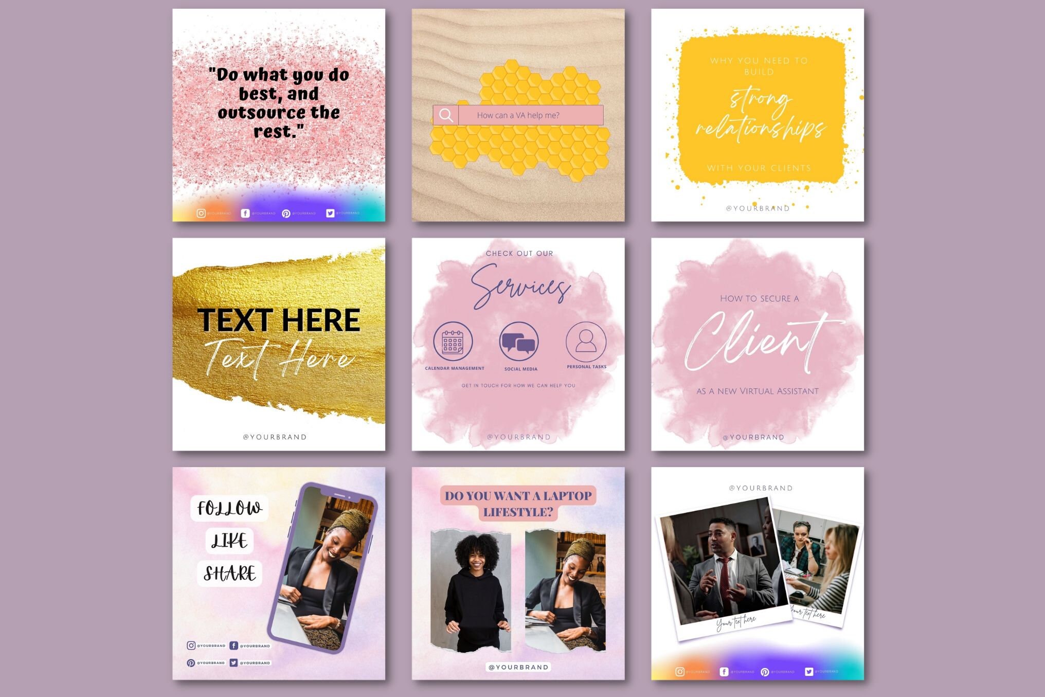 Virtual Assistant Instagram Template Social Media Templates - Etsy