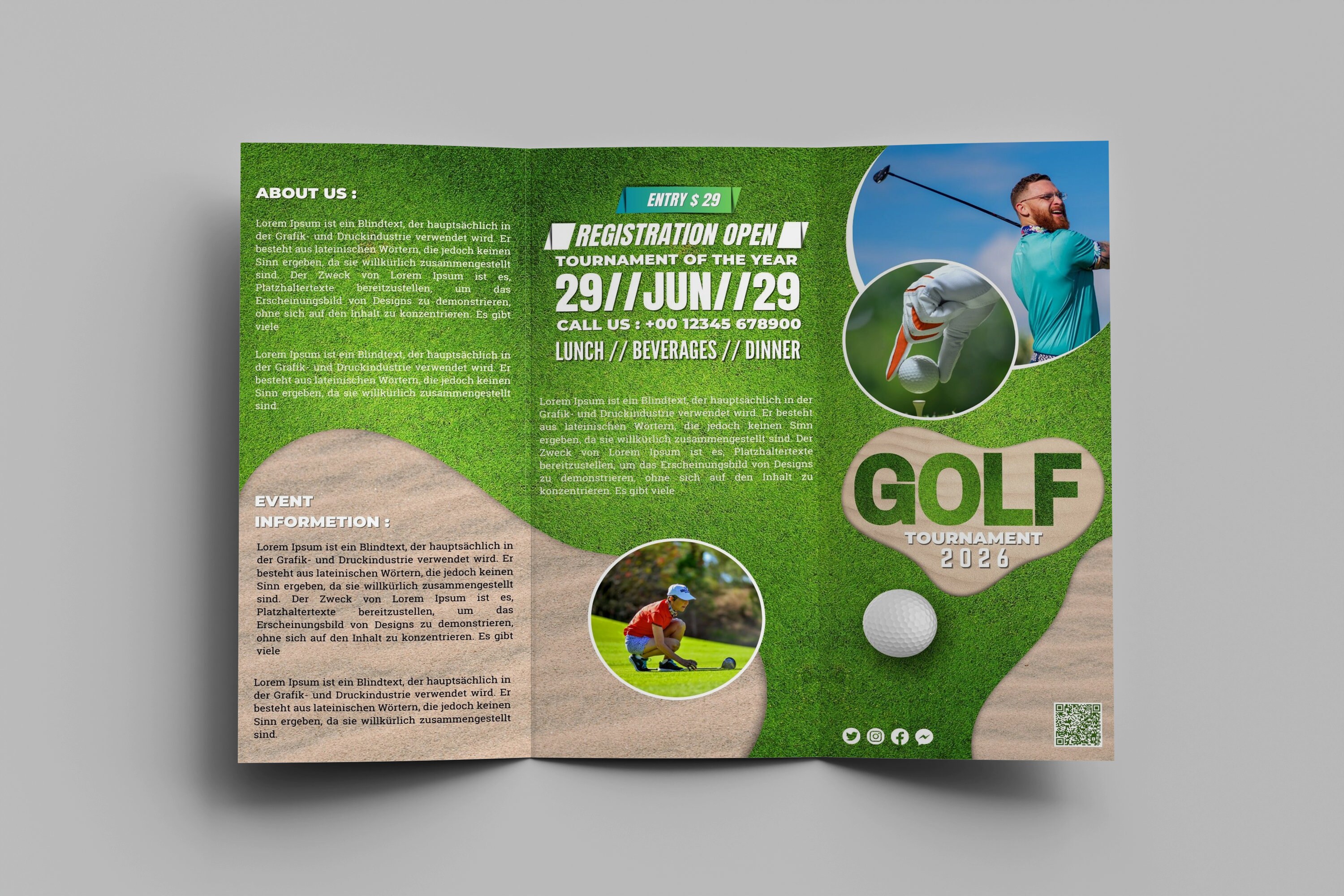 Golf Tournament Trifold Brochure Template | Golf Tournament Brochure ...