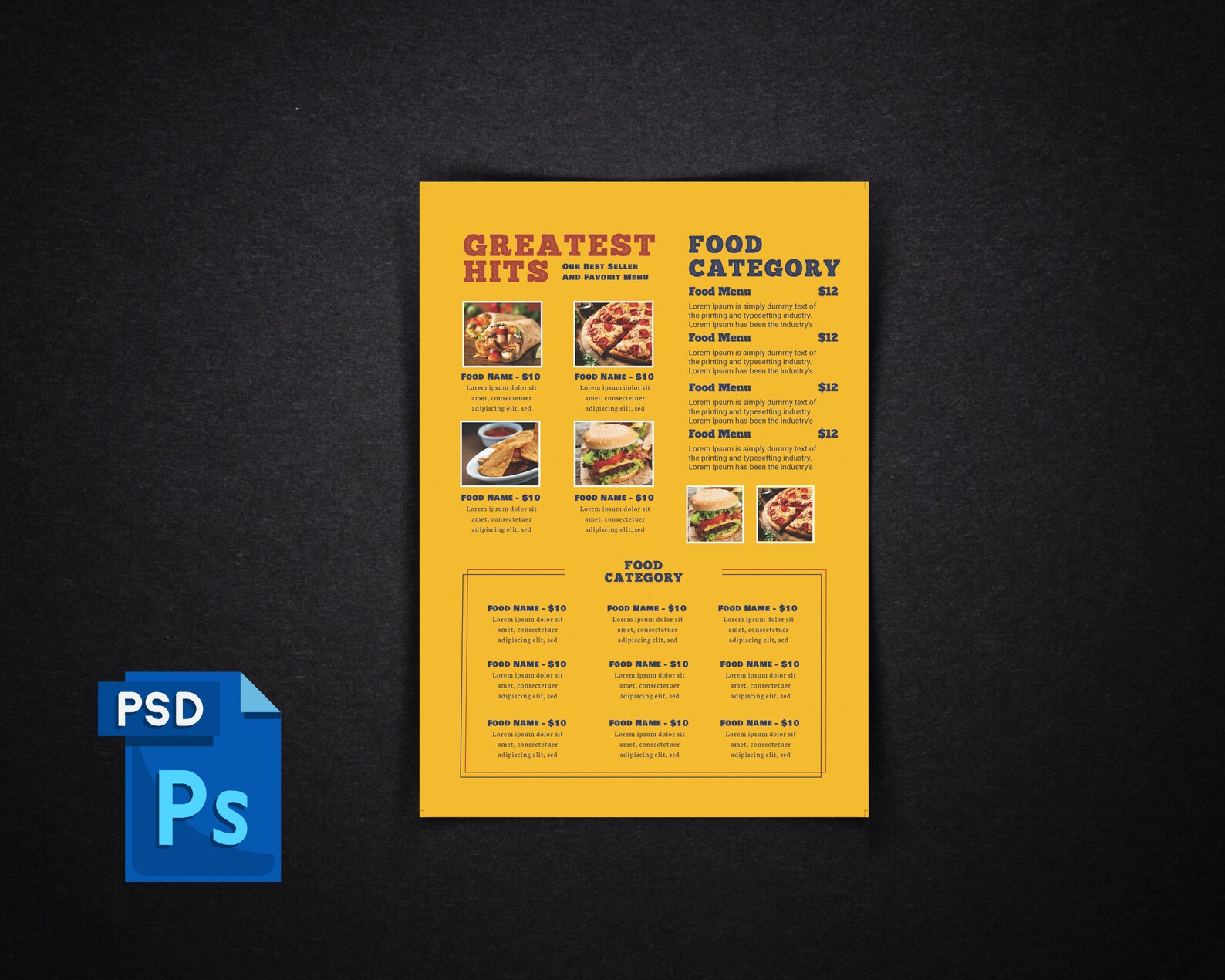 Complete Psd Food Menu Template for Restaurant,a4 Size Menu Template - Etsy