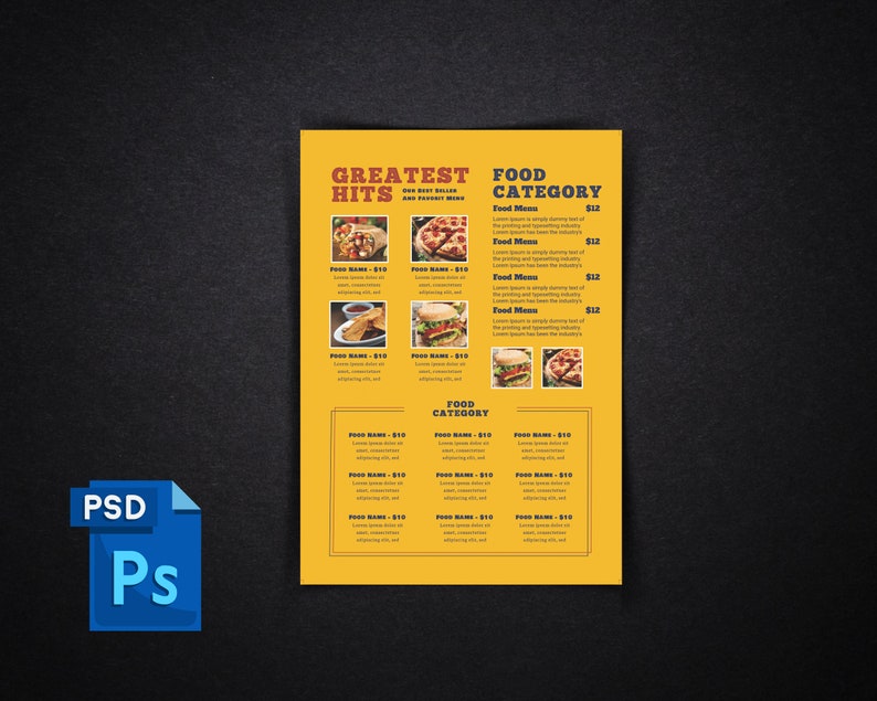Complete Psd Food Menu Template for Restaurant,a4 Size Menu Template - Etsy