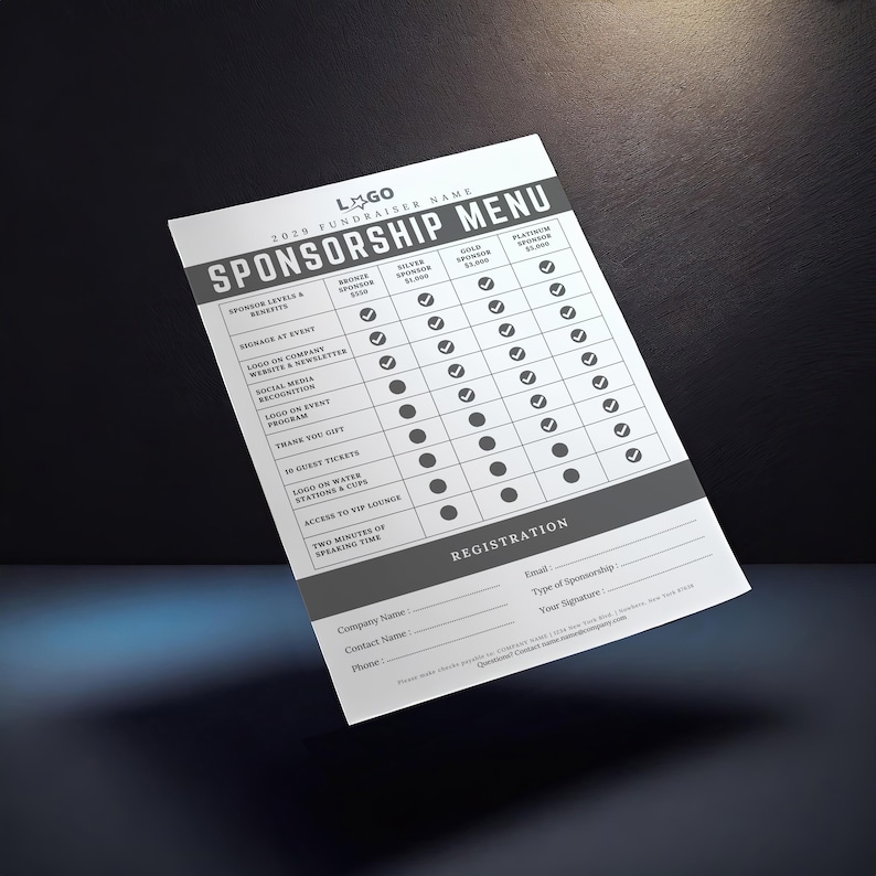 Golf Event Sponsorship Menu, Golf Event Sponsorship Form, Editable ...