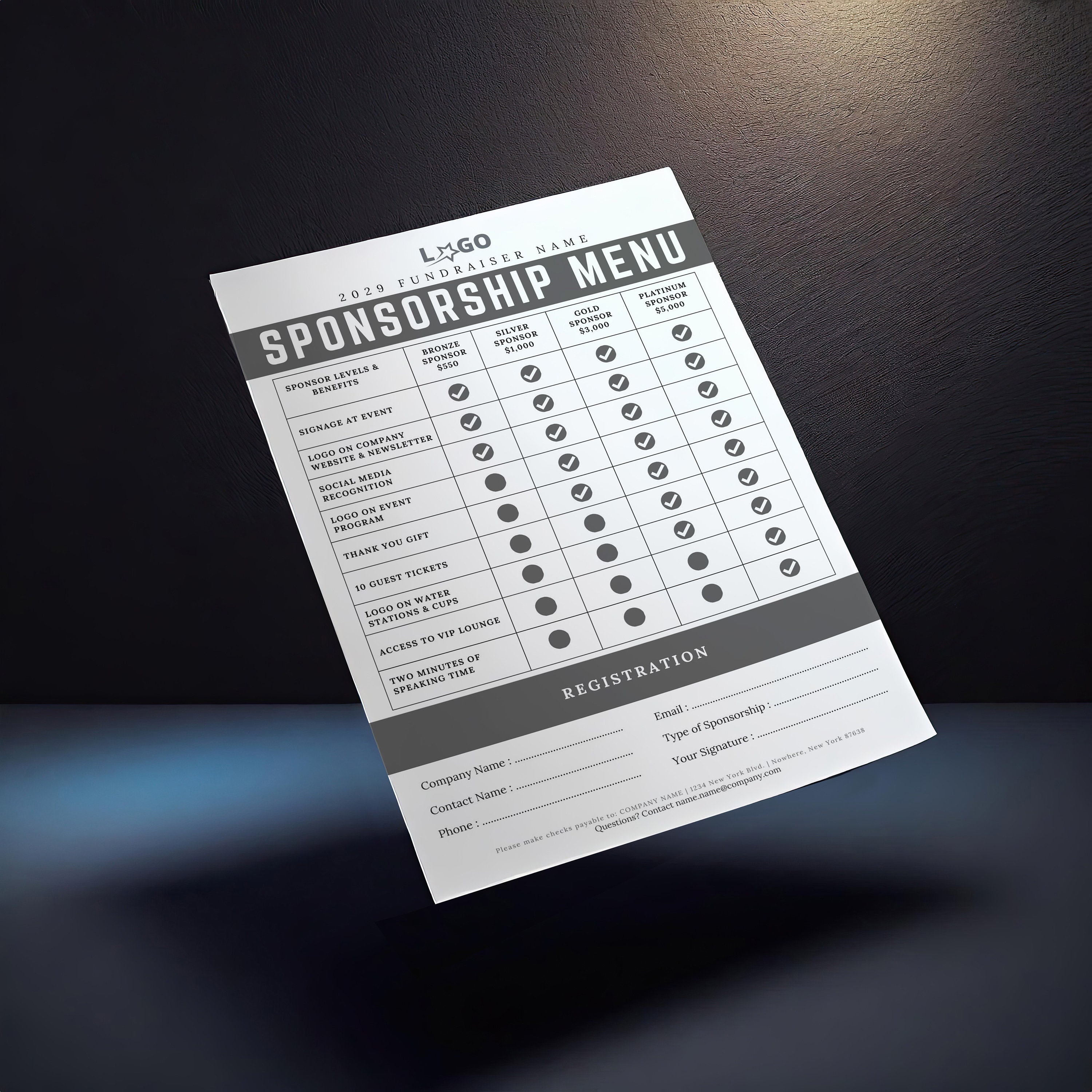 Golf Event Sponsorship Menu, Golf Event Sponsorship Form, Editable ...