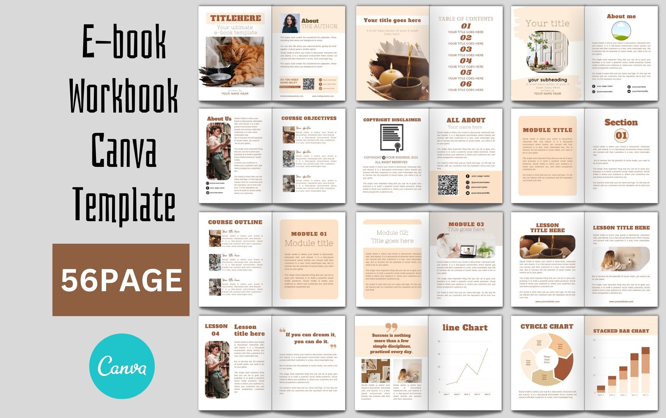 Canva Workbook Template | Canva Journal Magazine Workbook Ebook ...