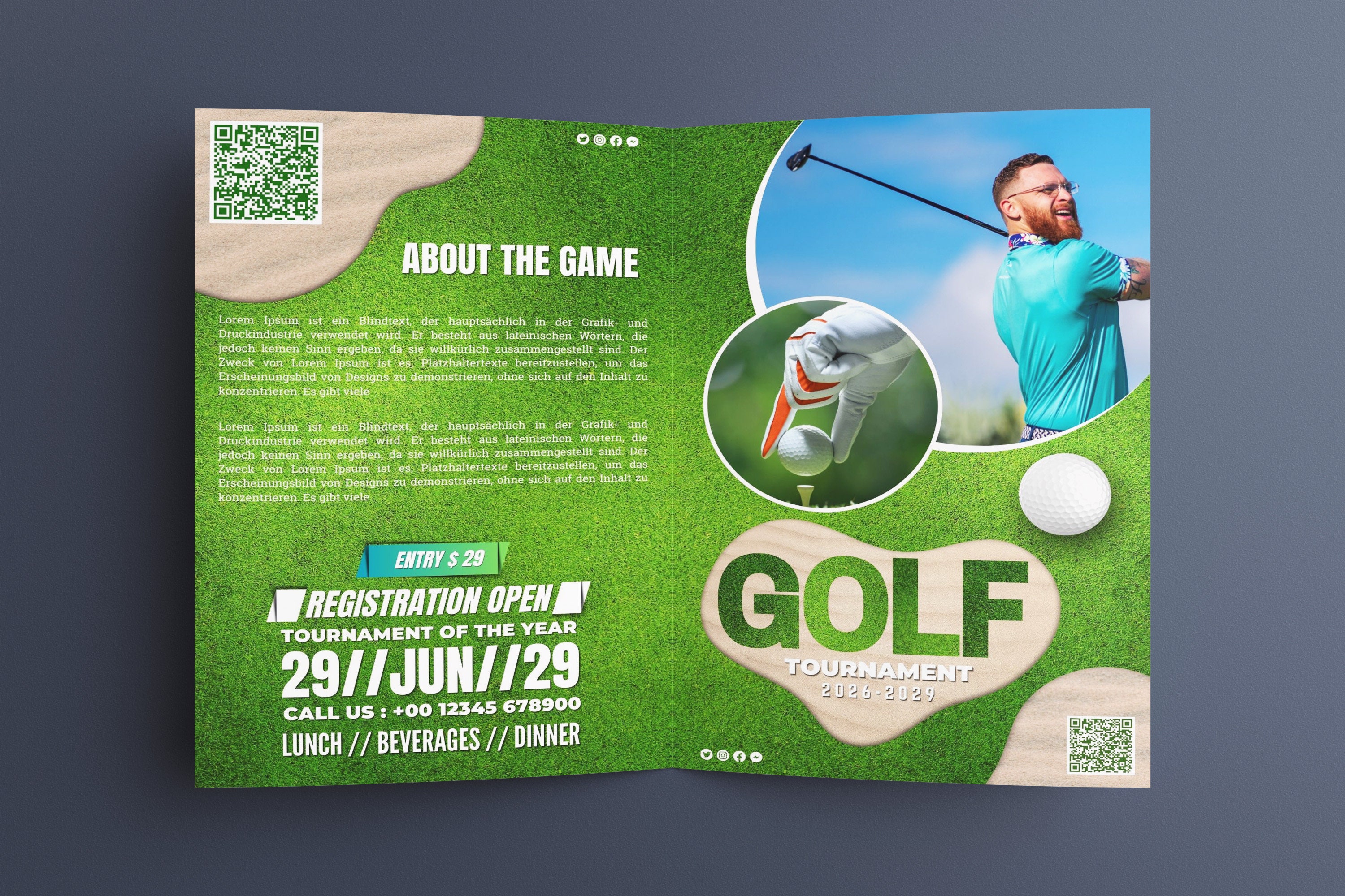 Golf Tournament Bi-fold Brochure Template | Print Size 11x8.5 Inches - Etsy