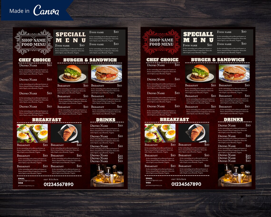 Food Menu Template,menu Template,food Menu,canva Templat,recipe Book ...