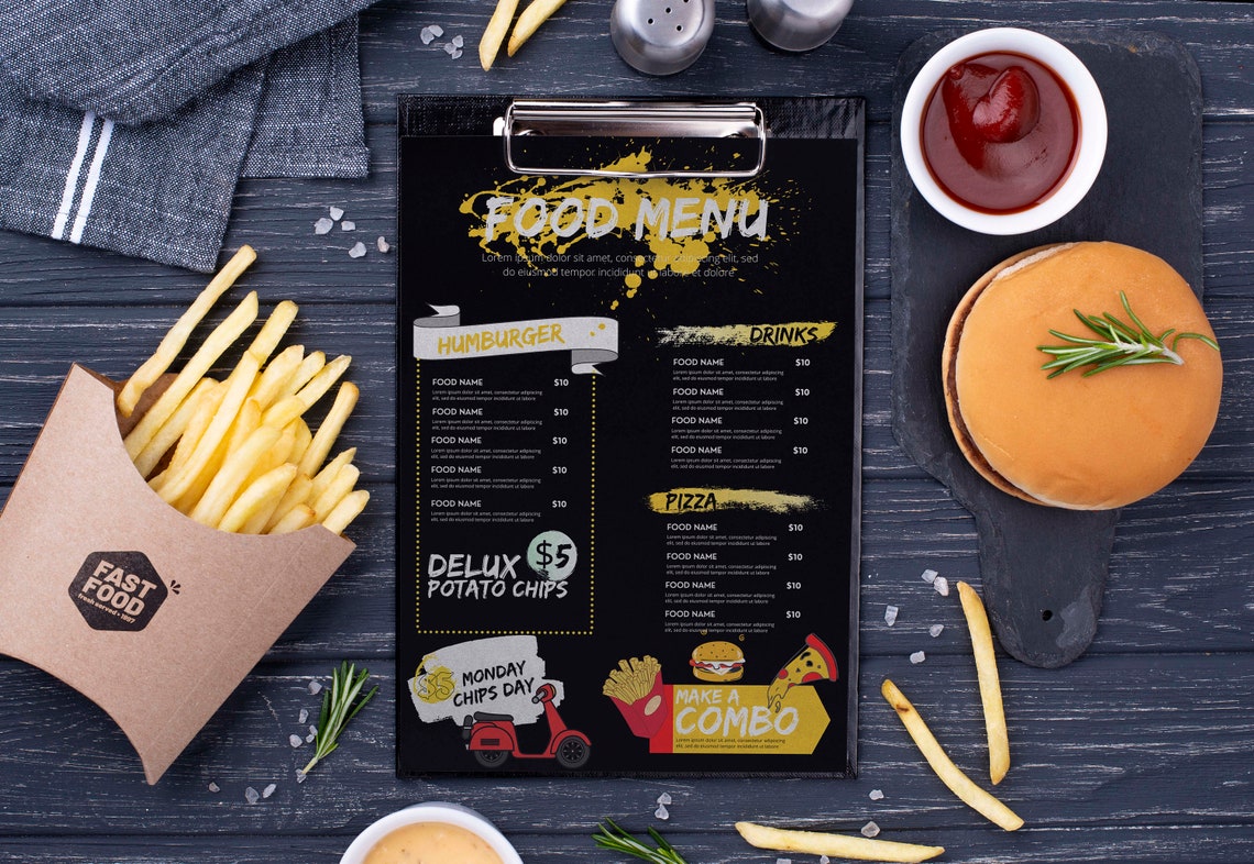 Easy Editable Canva Food Menu Template for Restaurant and Bar - Etsy