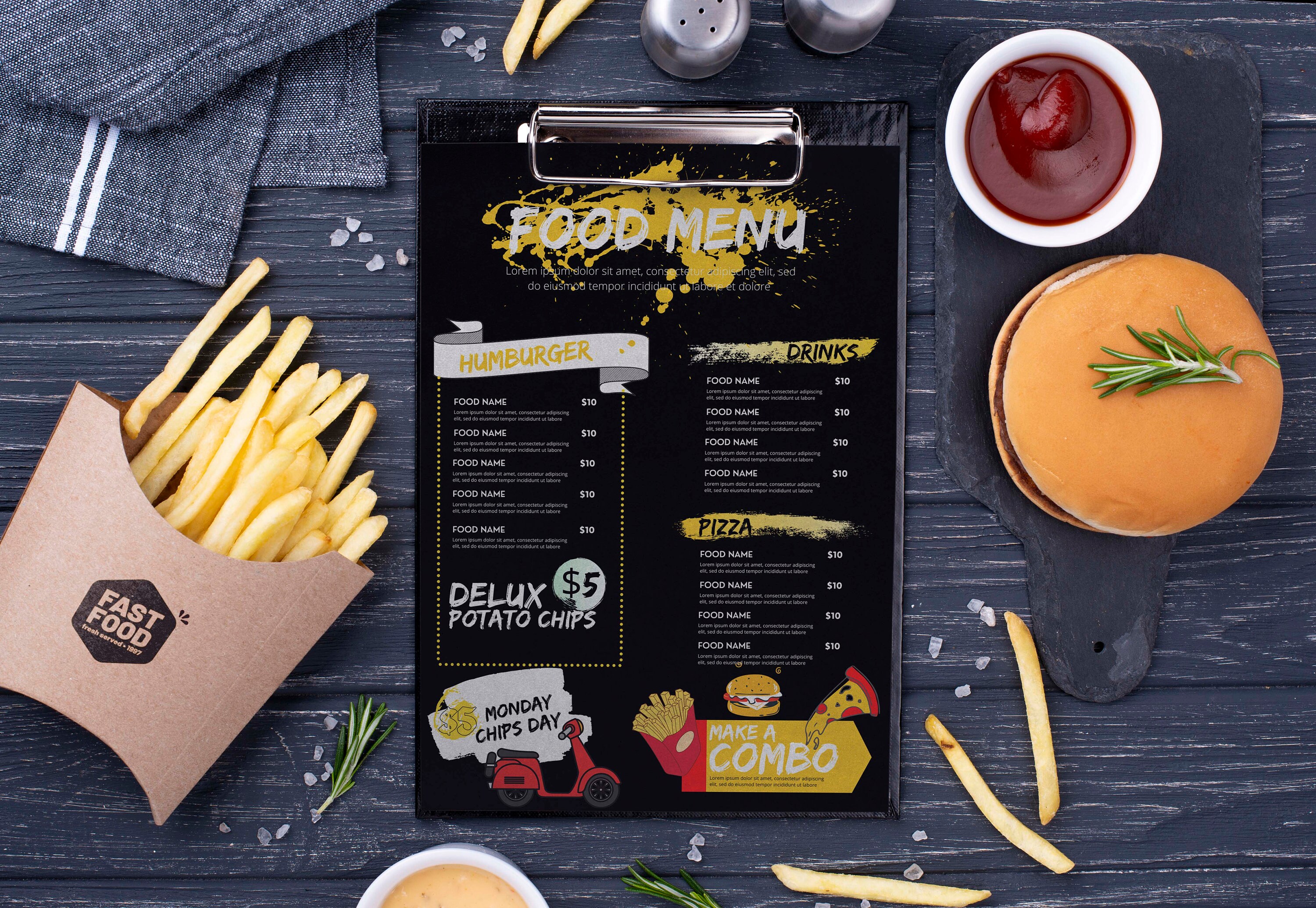 Easy Editable Canva Food Menu Template for Restaurant and Bar - Etsy