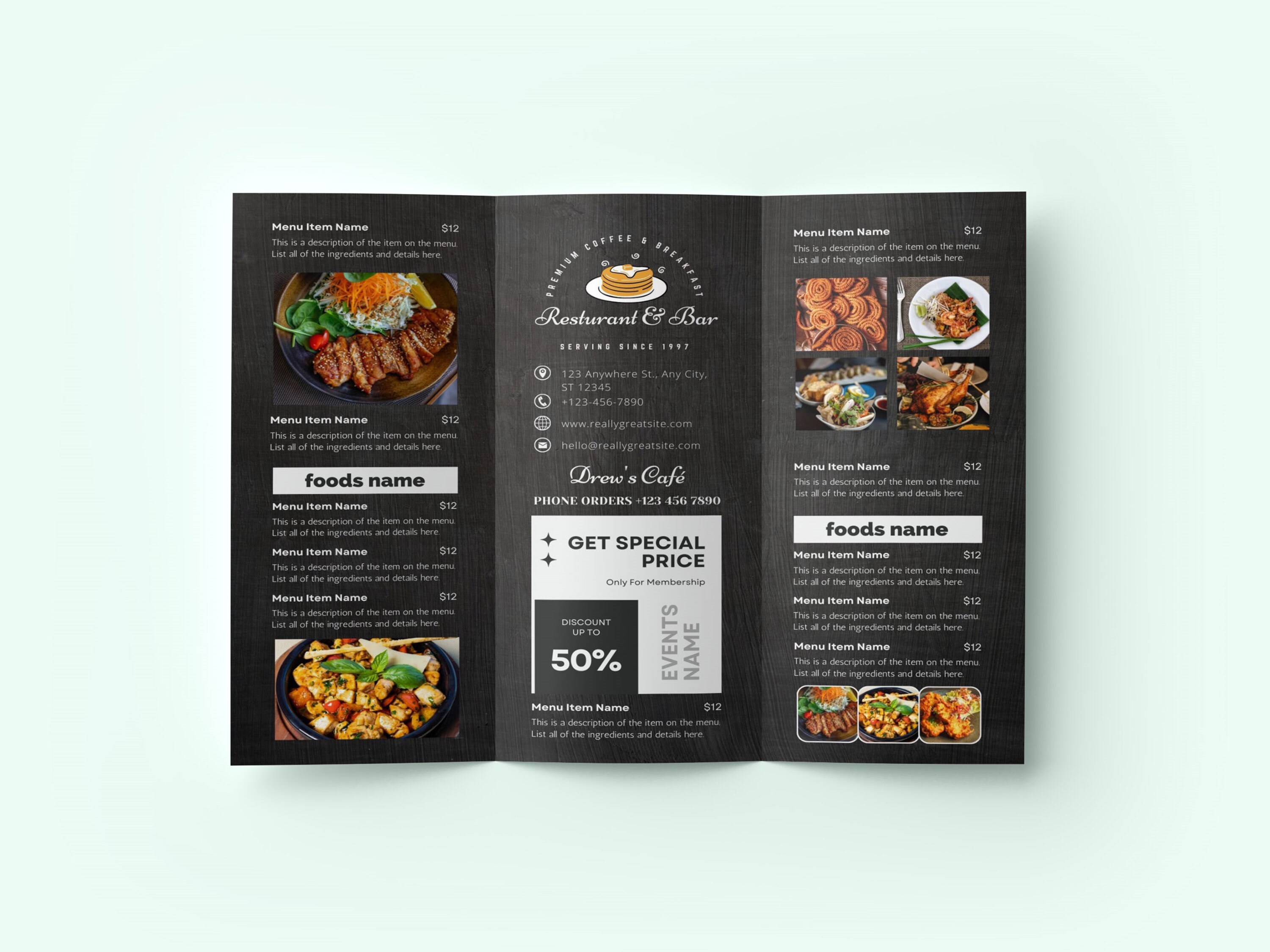 Restaurant Menu Pack, Canva Food Menu Bundles, Bifold Restaurant Food ...