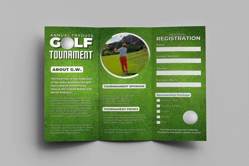 Golf Tournament Trifold Brochure Template | Golf Tournament Flyer ...