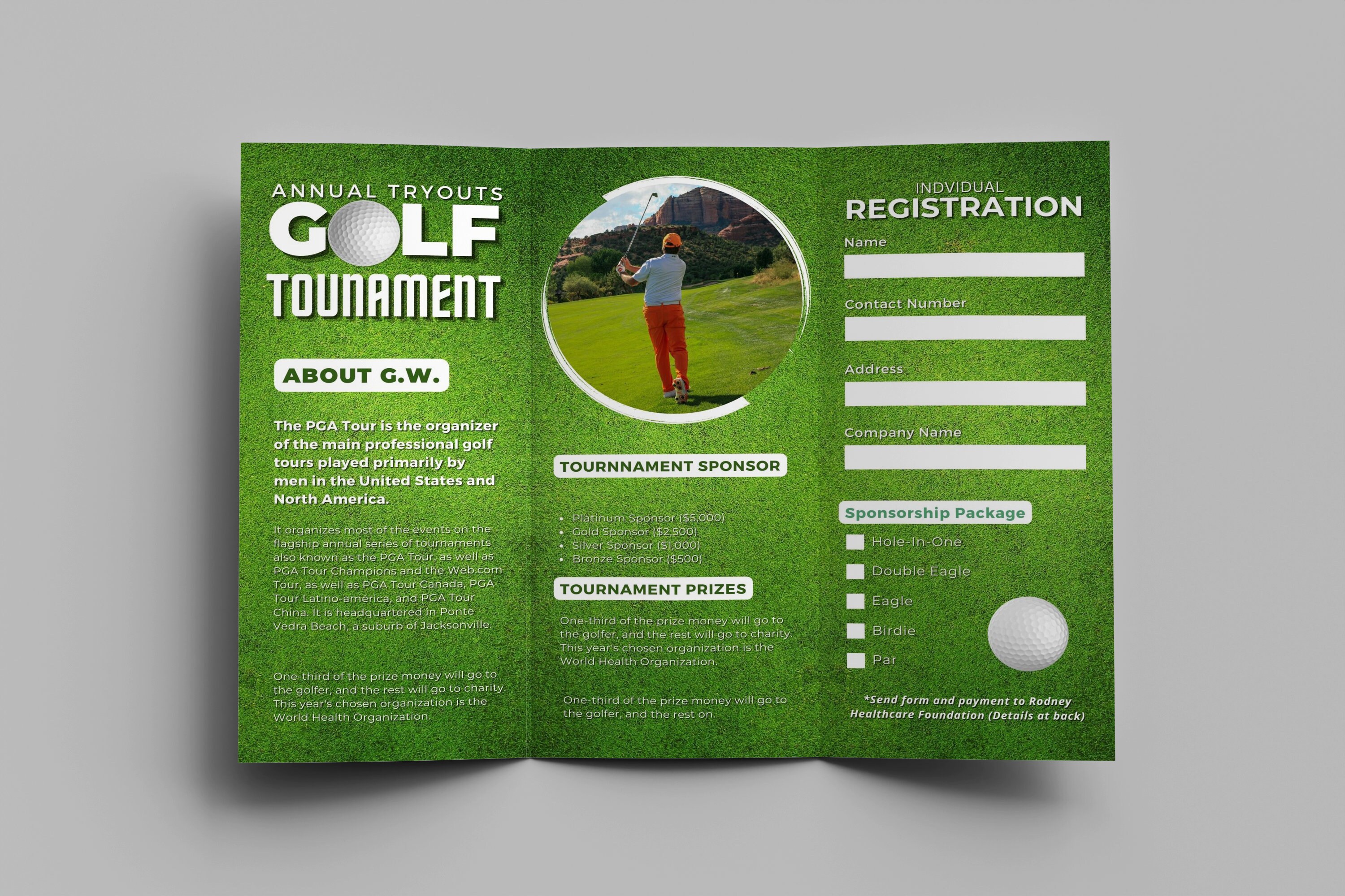 Golf Tournament Trifold Brochure Template | Golf Tournament Flyer ...