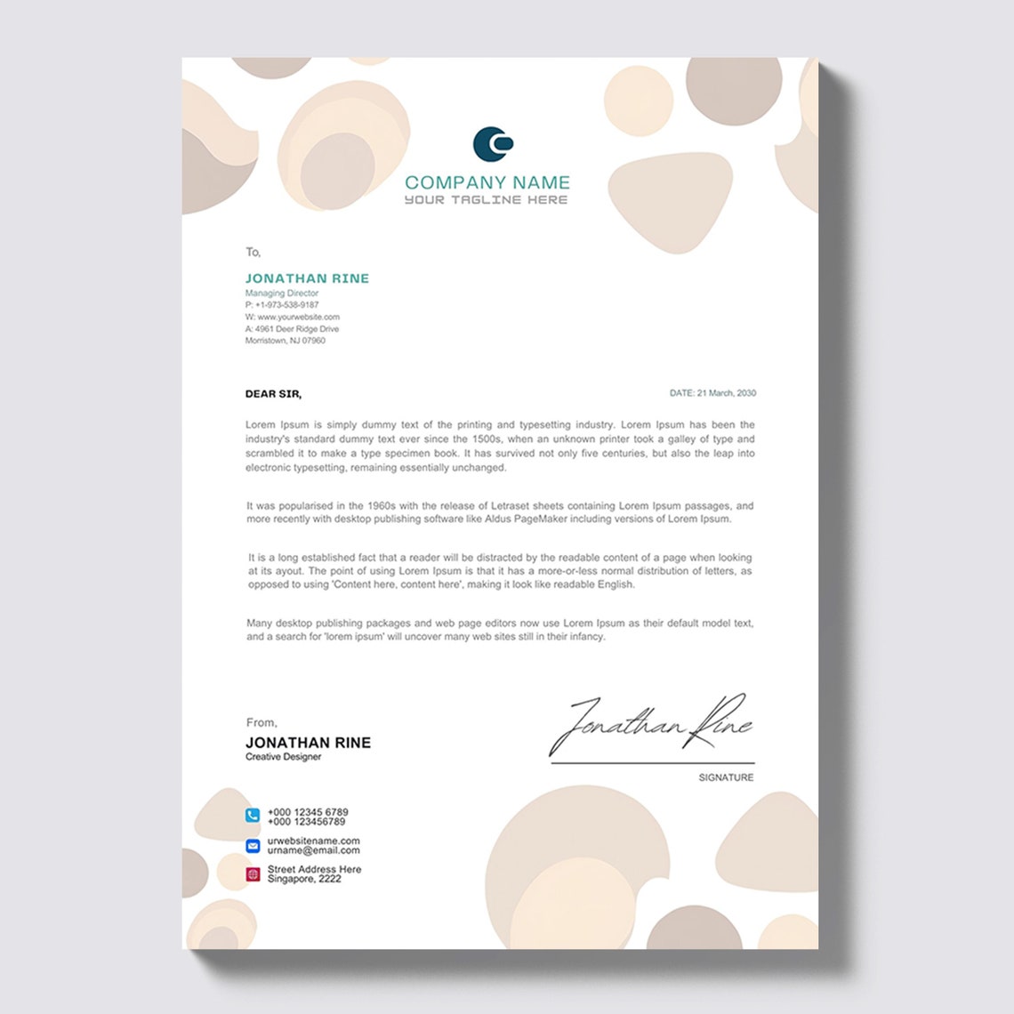 Modern Letterhead Template, Printable Letterhead Template, Editable ...