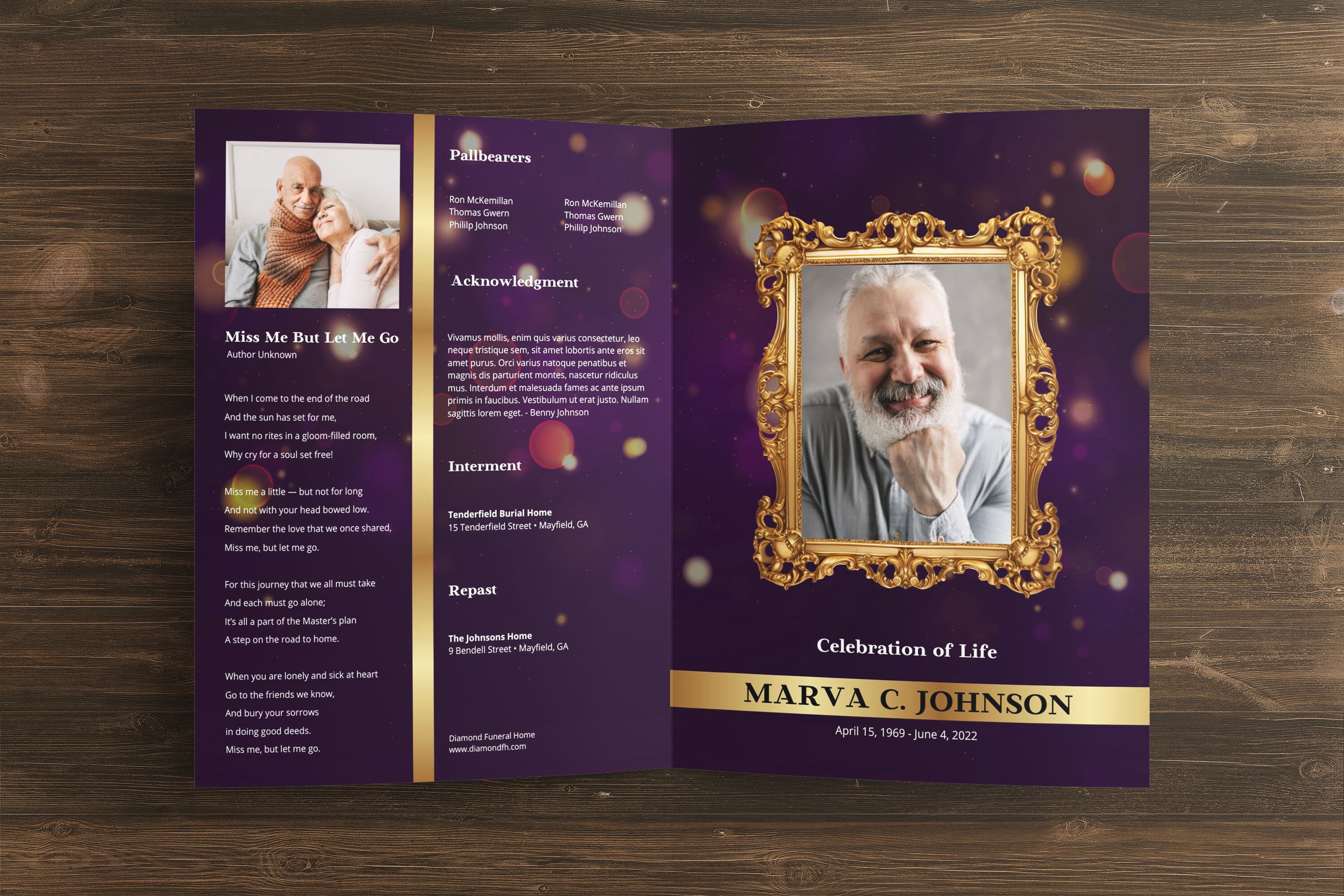 Modern Funeral Program Canva Template, Funeral Program Template, Canva ...