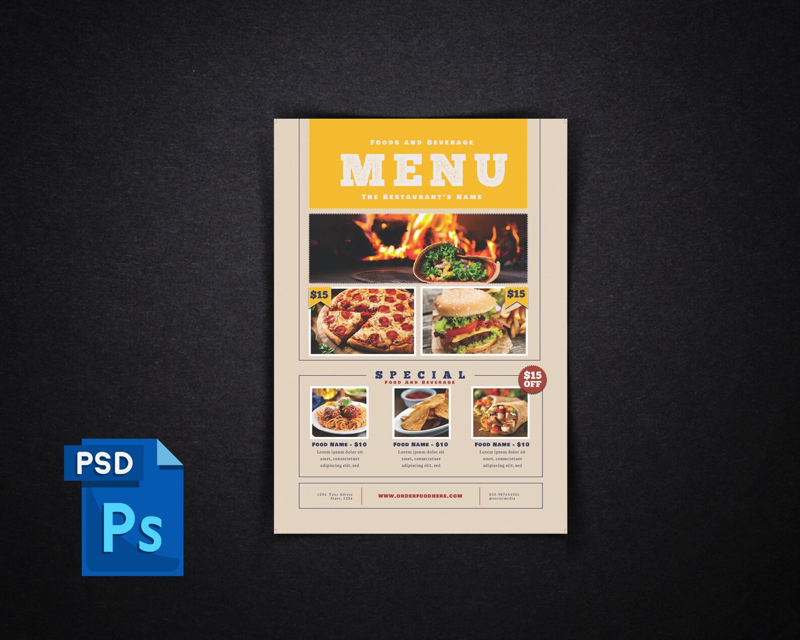 Complete Psd Food Menu Template for Restaurant,a4 Size Menu Template - Etsy