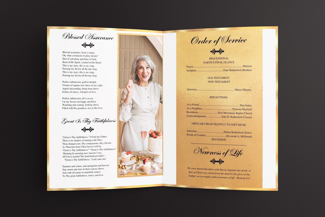 8 Page Funeral Program Canva Template Funeral Template Etsy