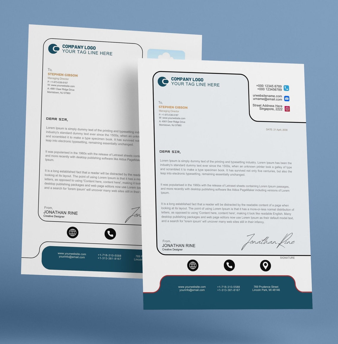 Modern Letterhead Template, Printable Letterhead Template, Editable ...