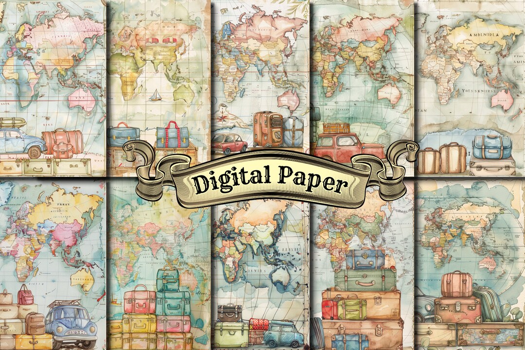 Travel Junk Journal Digital Paper Pack - Etsy