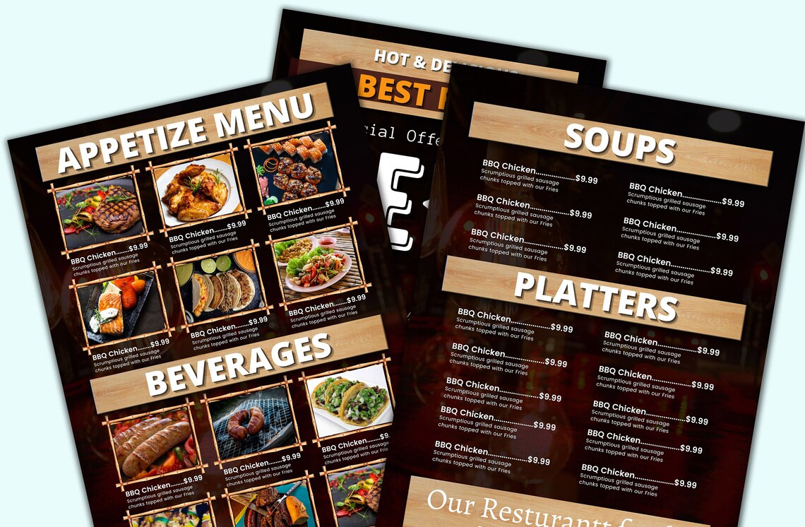 Editable Modern Food Menu Template, Restaurant Menu Template ...