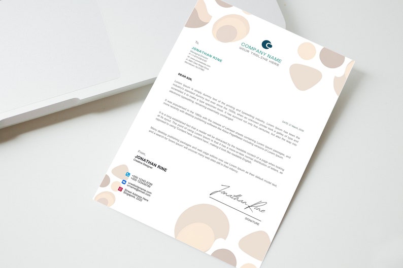 Modern Letterhead Template, Printable Letterhead Template, Editable ...