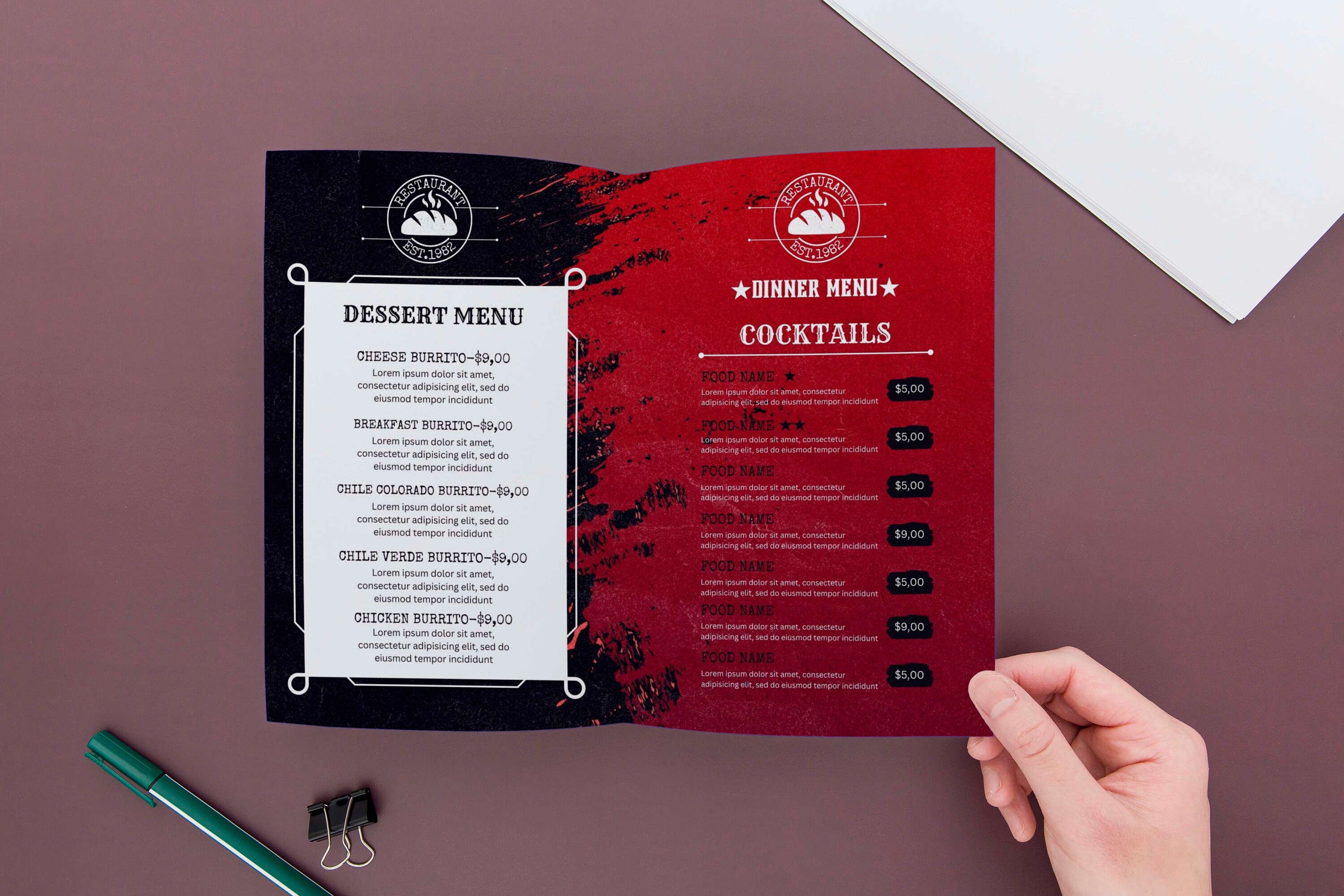 8 PAGE Minimalist Restaurant Menu Template, Simple Food & Drink Menu ...