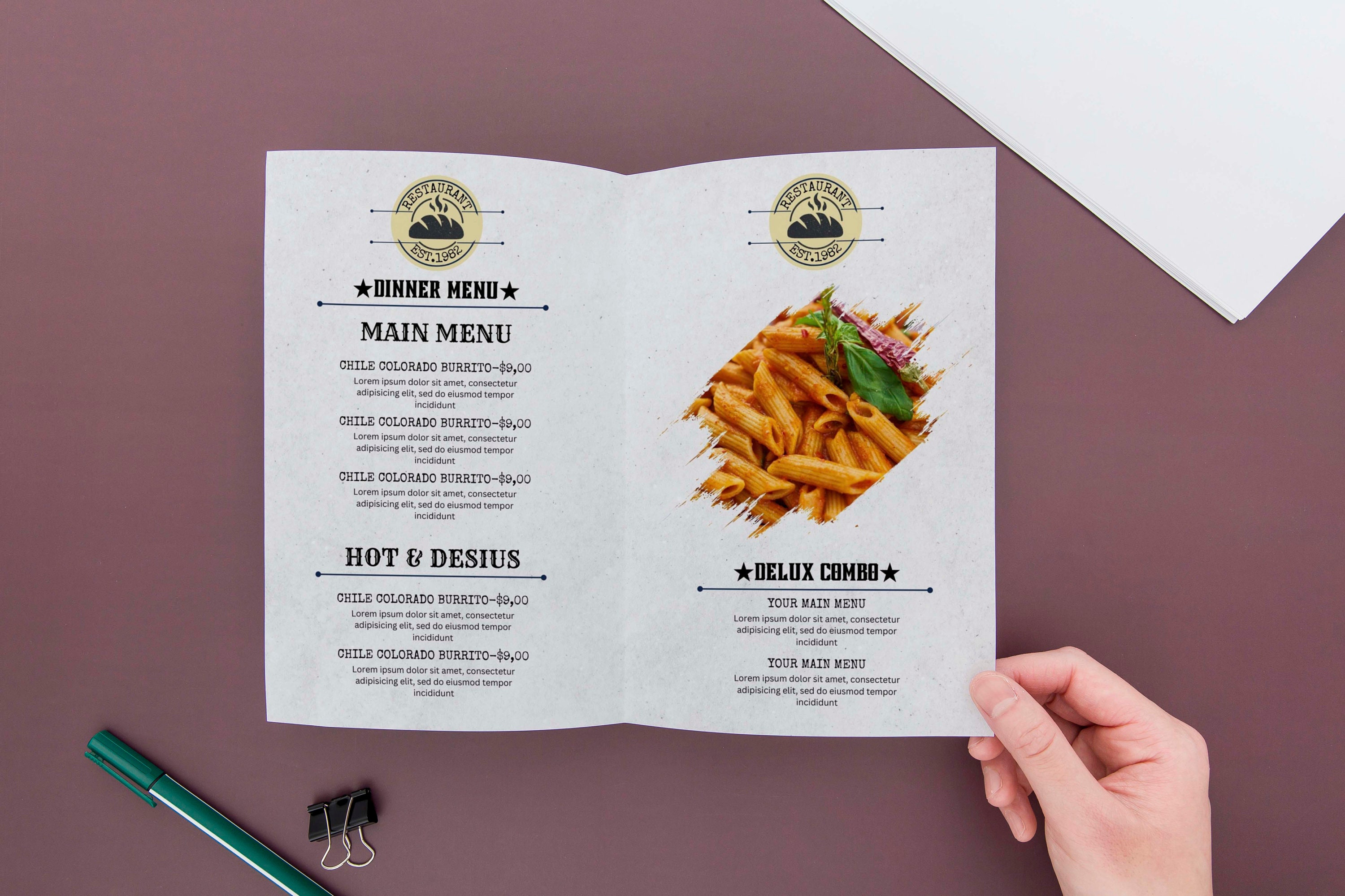 8 PAGE Minimalist Restaurant Menu Template, Simple Food & Drink Menu ...