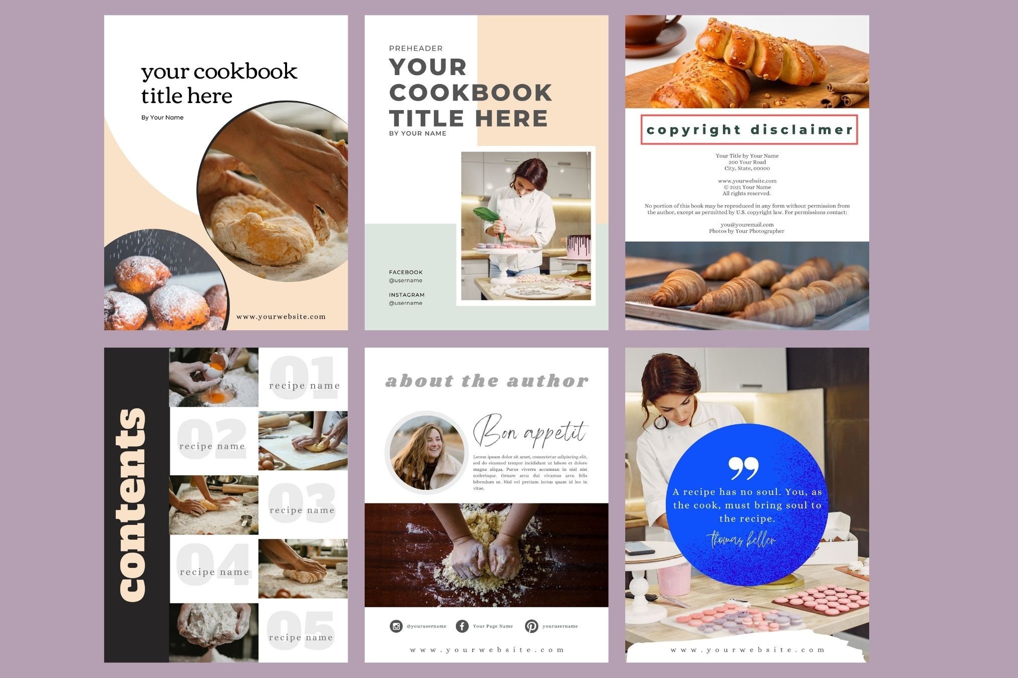 Printable Cookbook Template Canva, Cookbook Template Printable ...