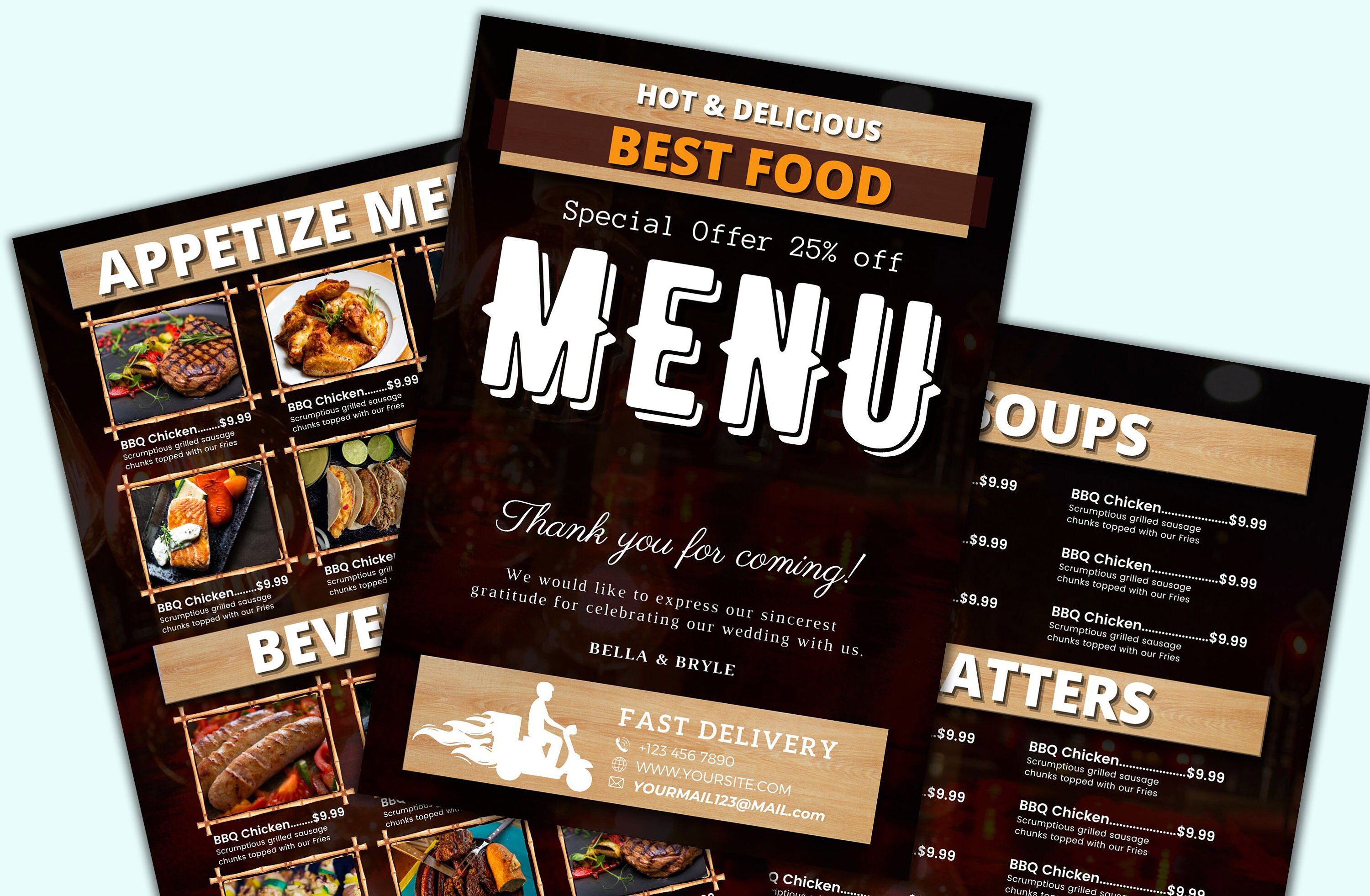 Editable Modern Food Menu Template, Restaurant Menu Template ...