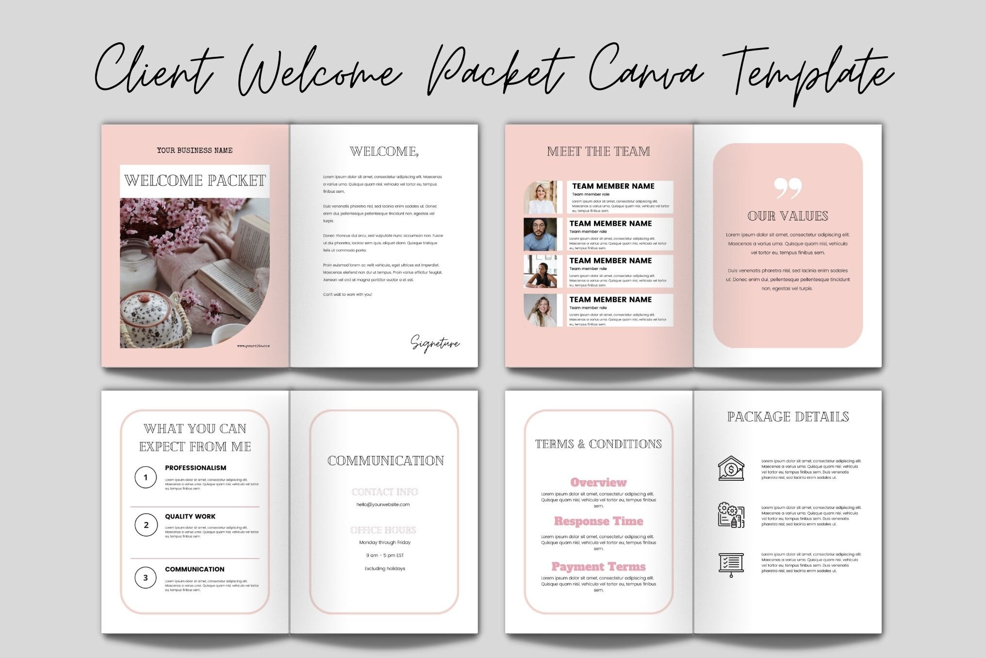 Editable Client Welcome Packet Template, Canva Editable Virtual ...