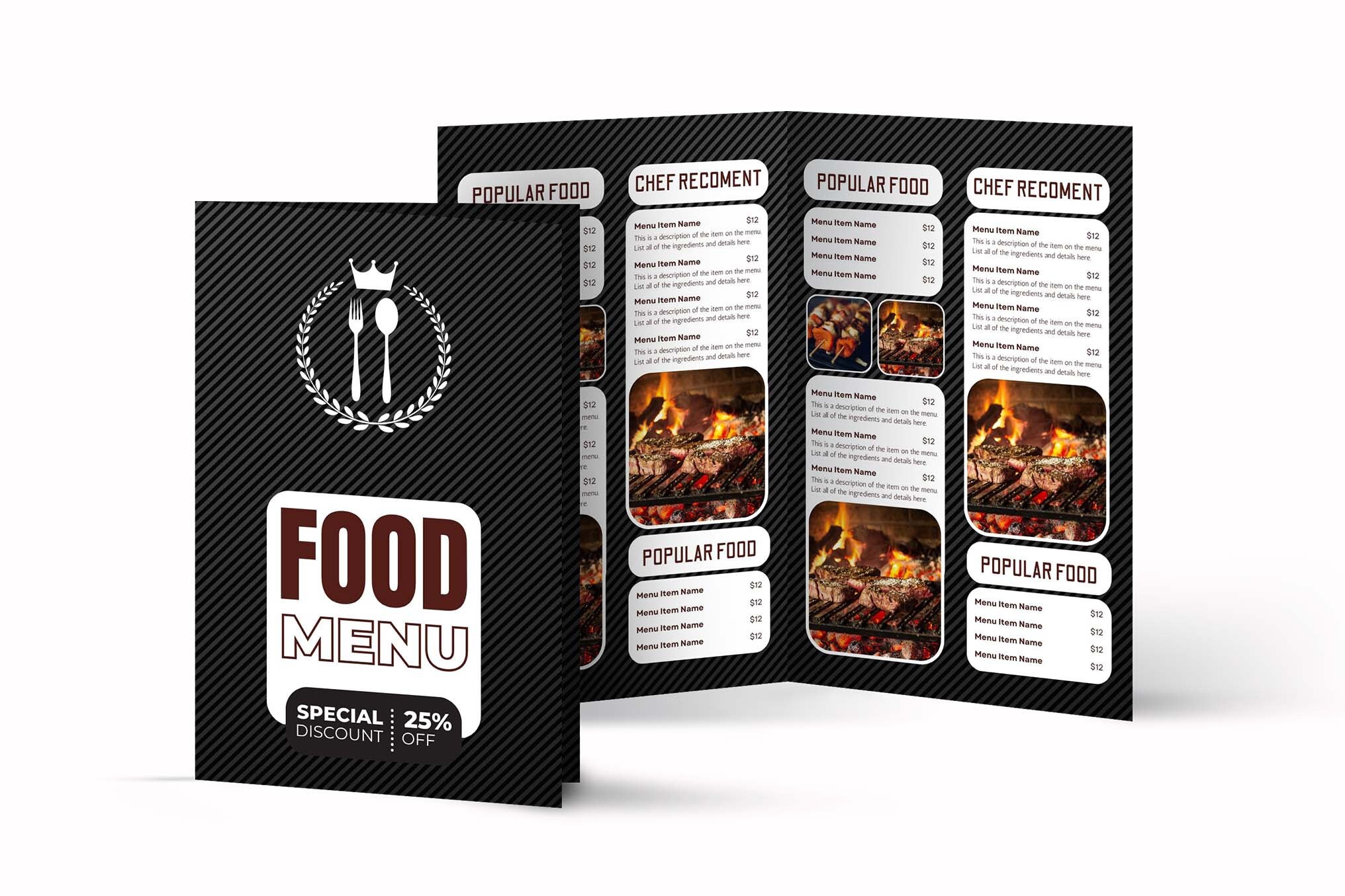 Food Menu Bundle Template, Restaurant Menu Pack, Bifold Restaurant Food ...